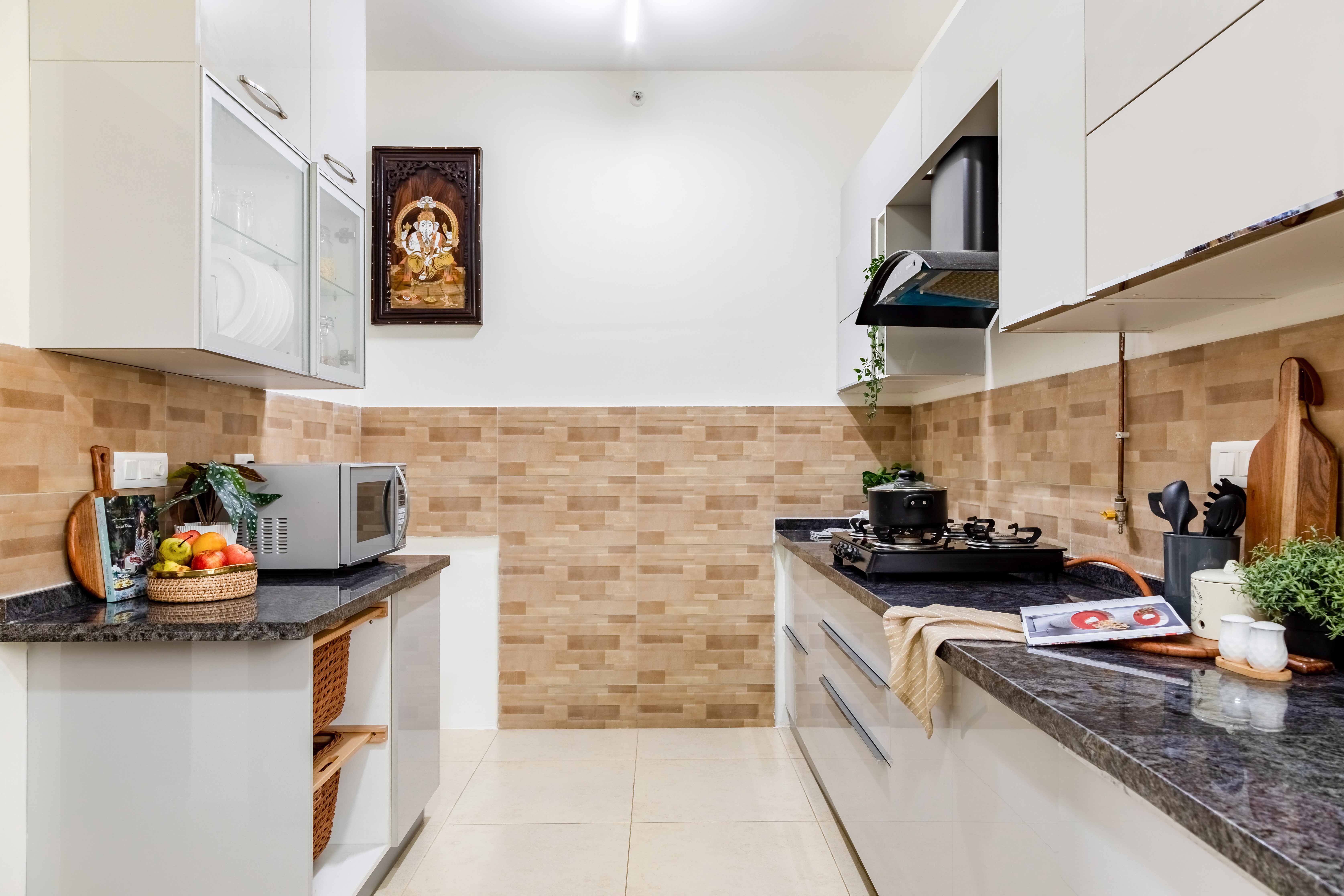 Compact Kitchen Design With Wall Storage | Livspace