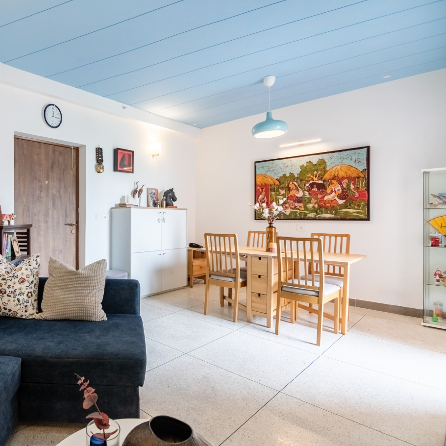 Contemporary Beige Tiles Design With A Glossy Finish | Livspace