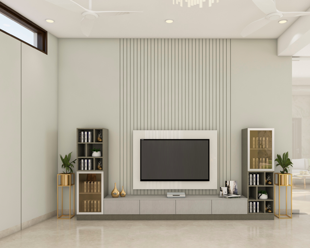 Modern TV Unit Design With Fluted Panels | Livspace