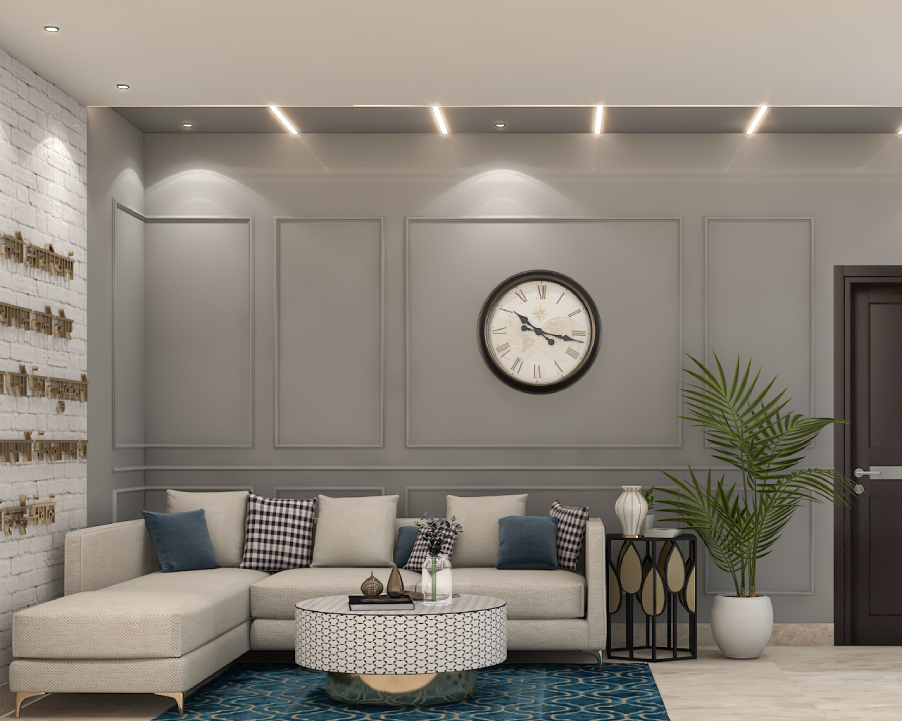 Modern Grey Wall Paint Design For Living Rooms | Livspace