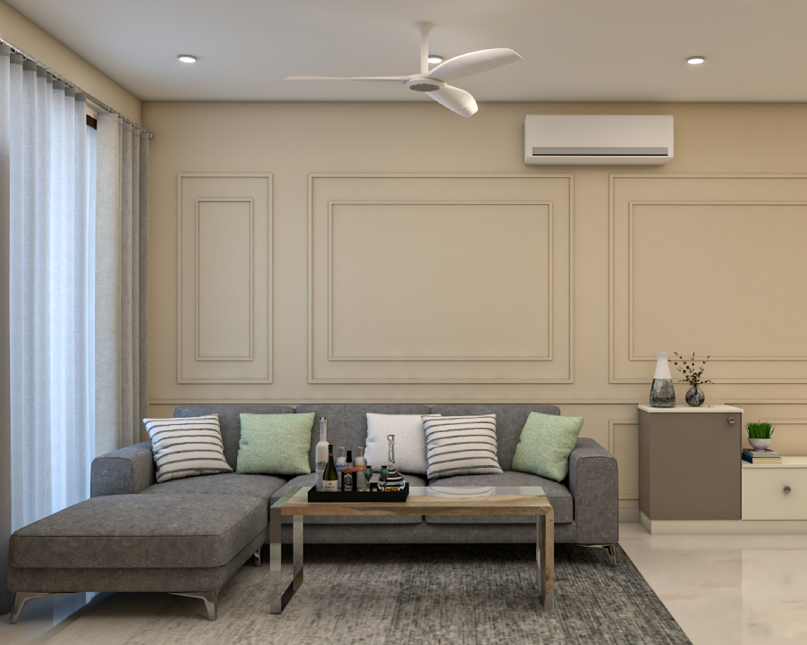 Beige Wall Paint Design With Matching Trims | Livspace