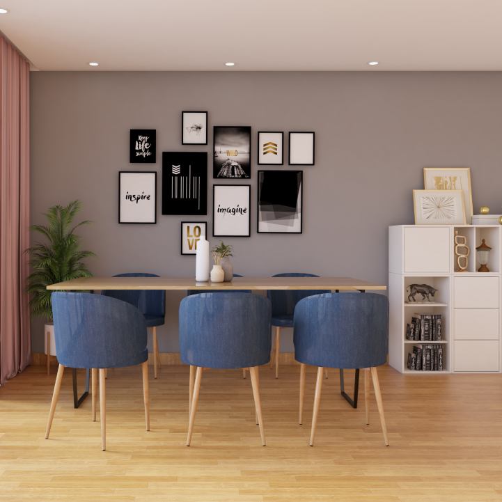 Grey Wall Paint Design With Photo Frames | Livspace