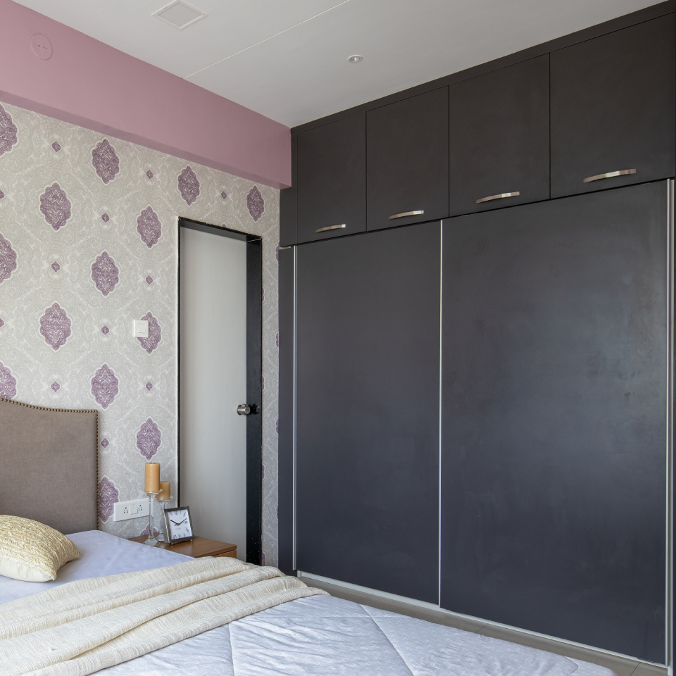 Spacious Gothic Grey Wardrobe Design With Storage | Livspace