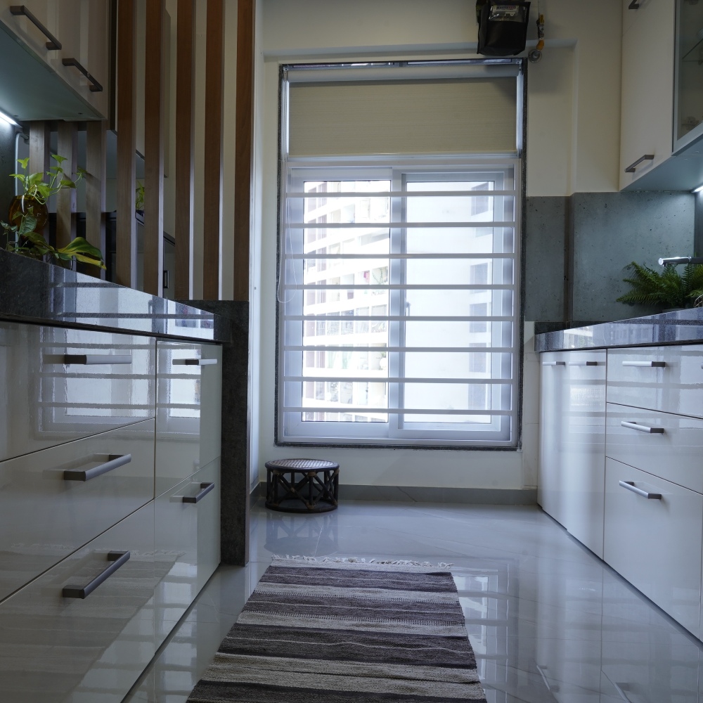 UPVC Kitchen Window Design With Blinds | Livspace