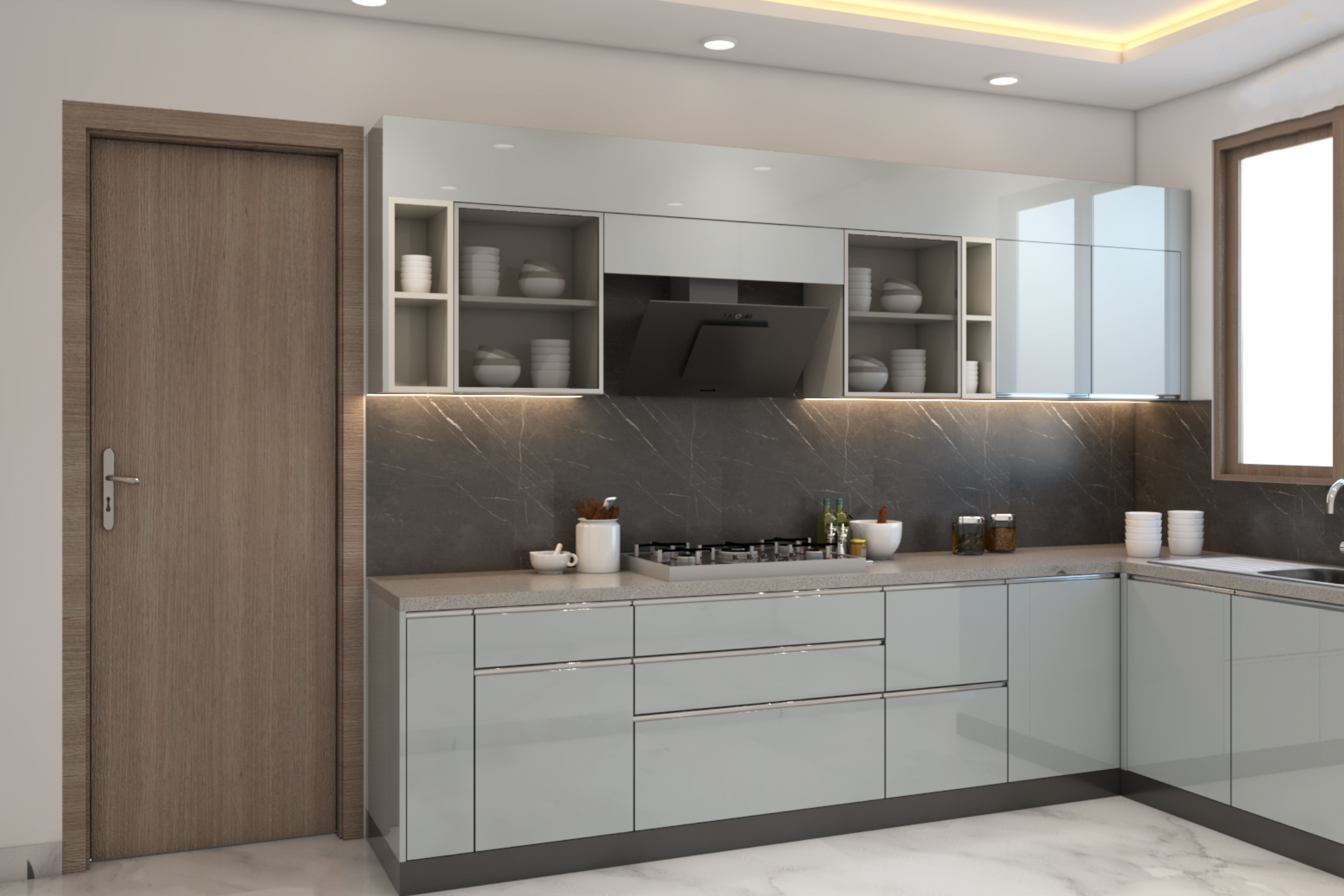 Silver Kitchen Cabinet
