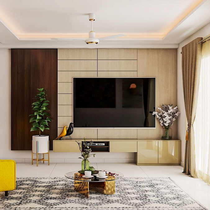 Grey Contemporary High-Gloss TV Unit Design With Dark And Light Wood ...