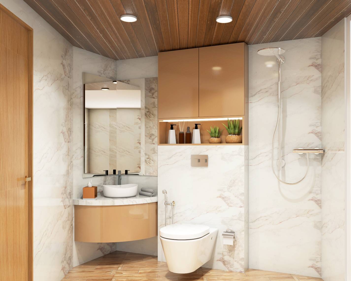 Spacious Bathroom Design With Ceiling Light | Livspace