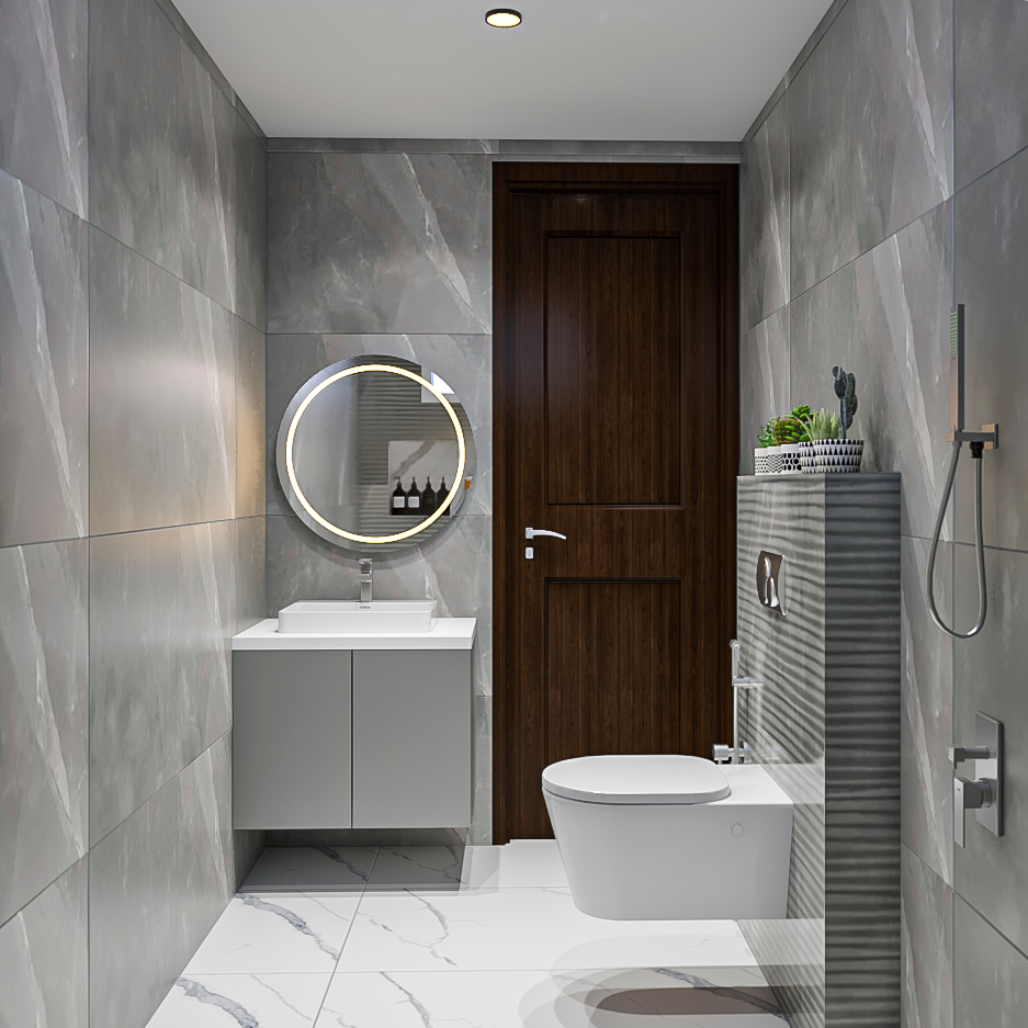 Contemporary Bathroom Design With Added Storage | Livspace