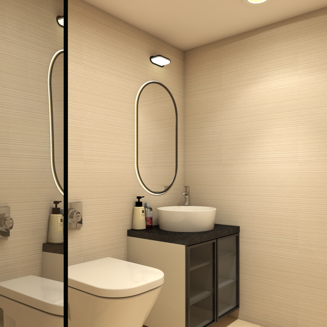 Spacious Washroom Design With A Glass Partition | Livspace