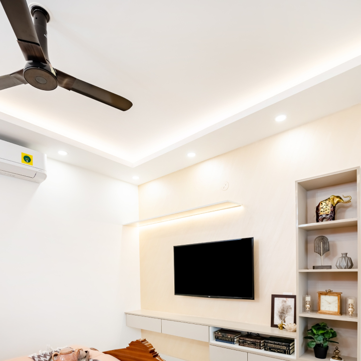 Modern False Ceiling Design With Hanging Lights | Livspace