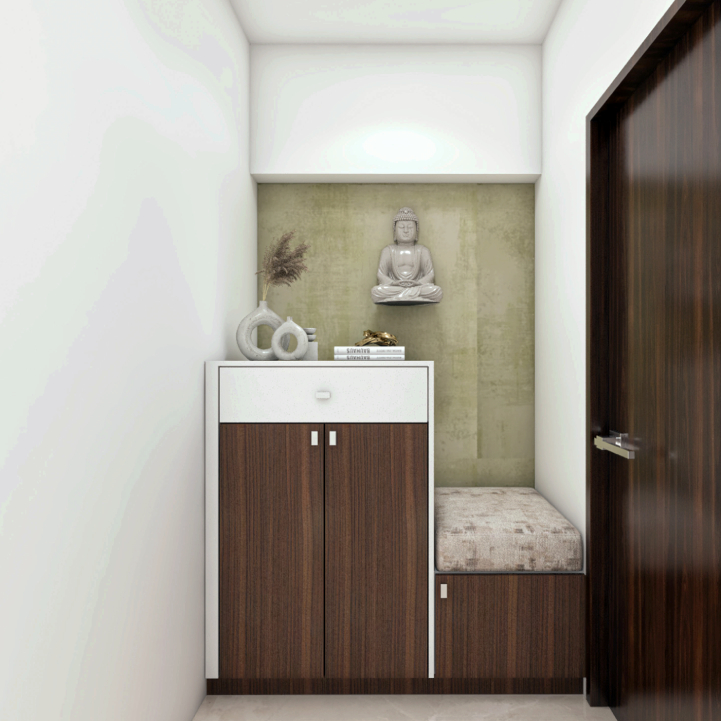 Compact Foyer Design With A Two-Level Storage Unit | Livspace