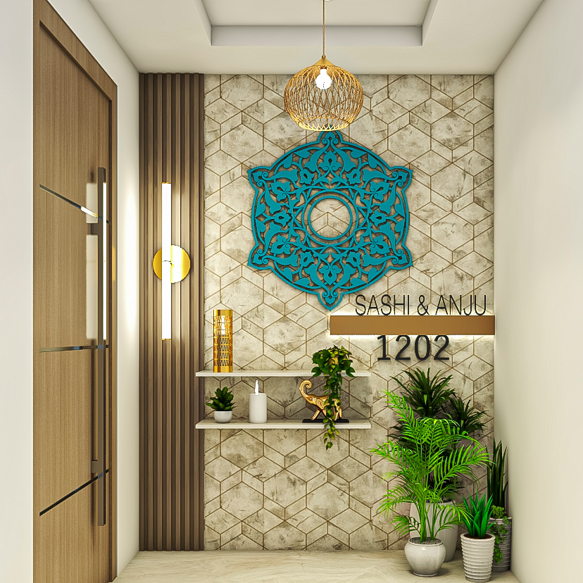 Bright and Spacious Foyer with Sleek Wood Panels | Lispace