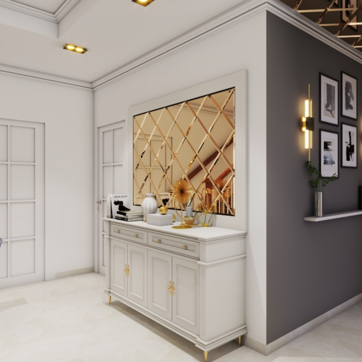 Foyer Design With Intricate Console Table | Livspace