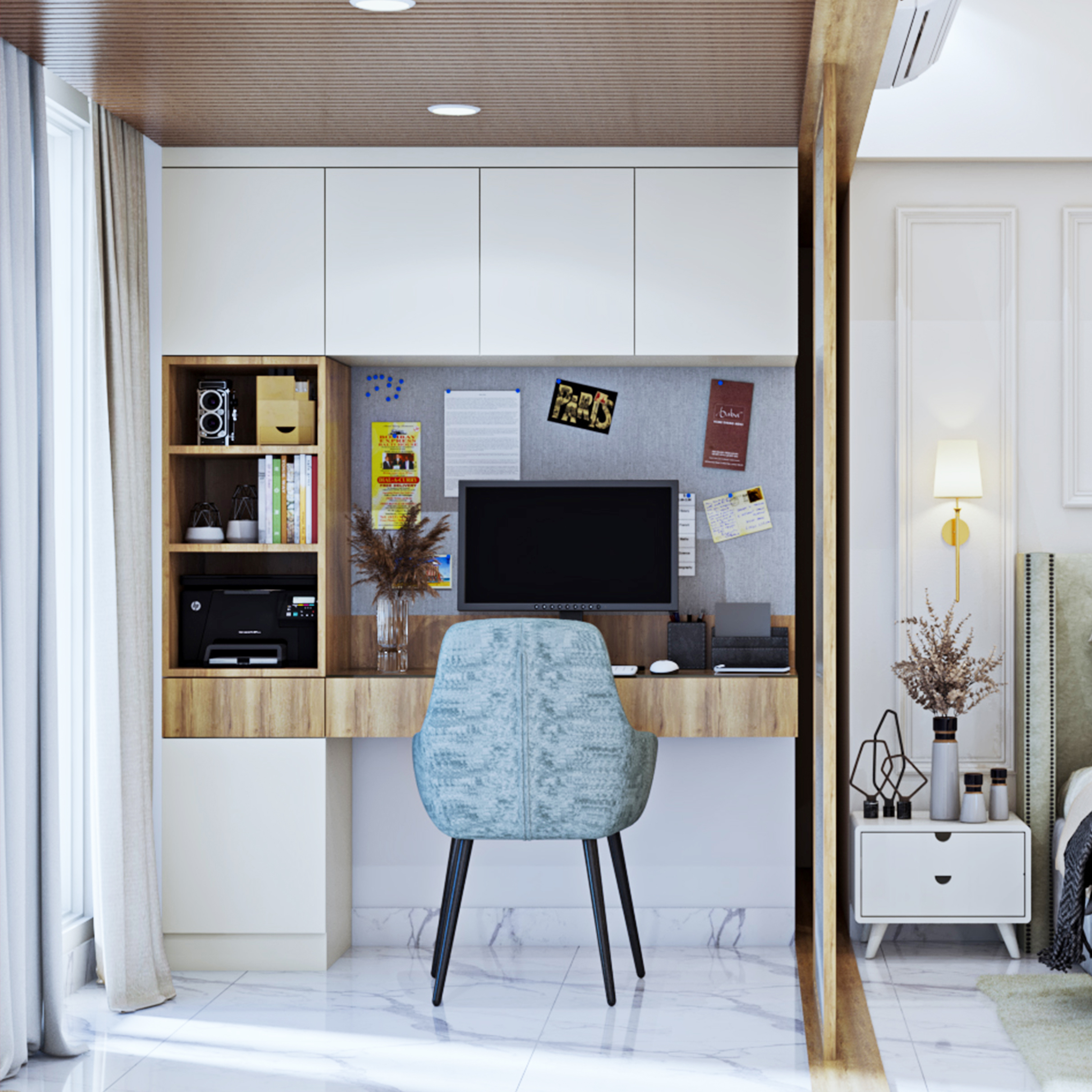 Spacious Study Room Design With Wooden Details | Livspace