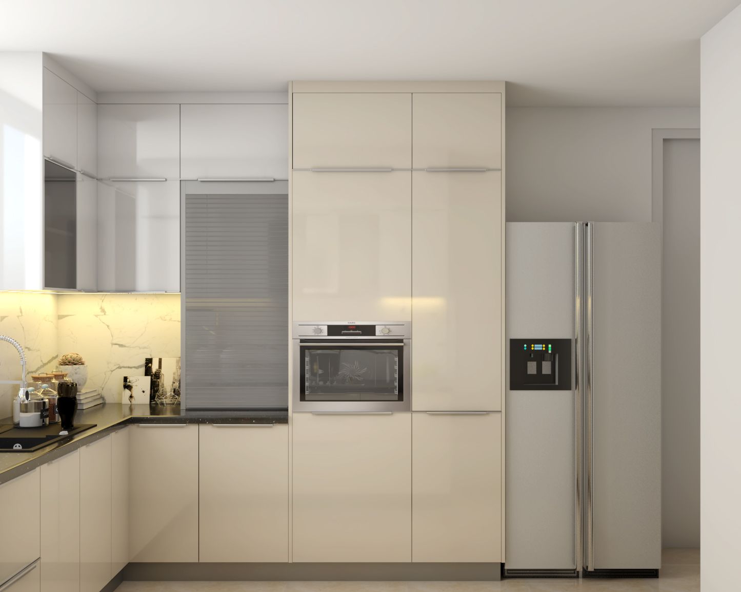 U-Shaped Kitchen Design With A Granite Countertop | Livspace