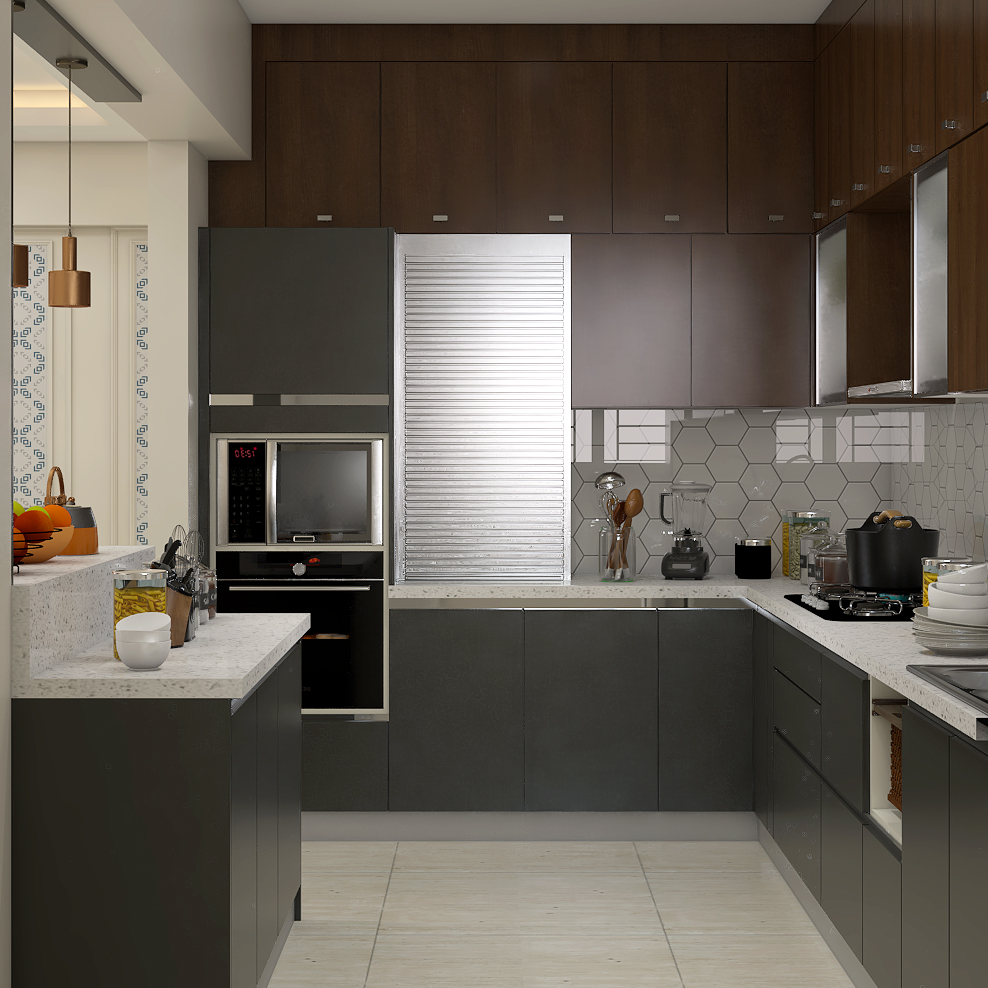 Spacious Modular Open Kitchen Design With Work Triangle | Livspace