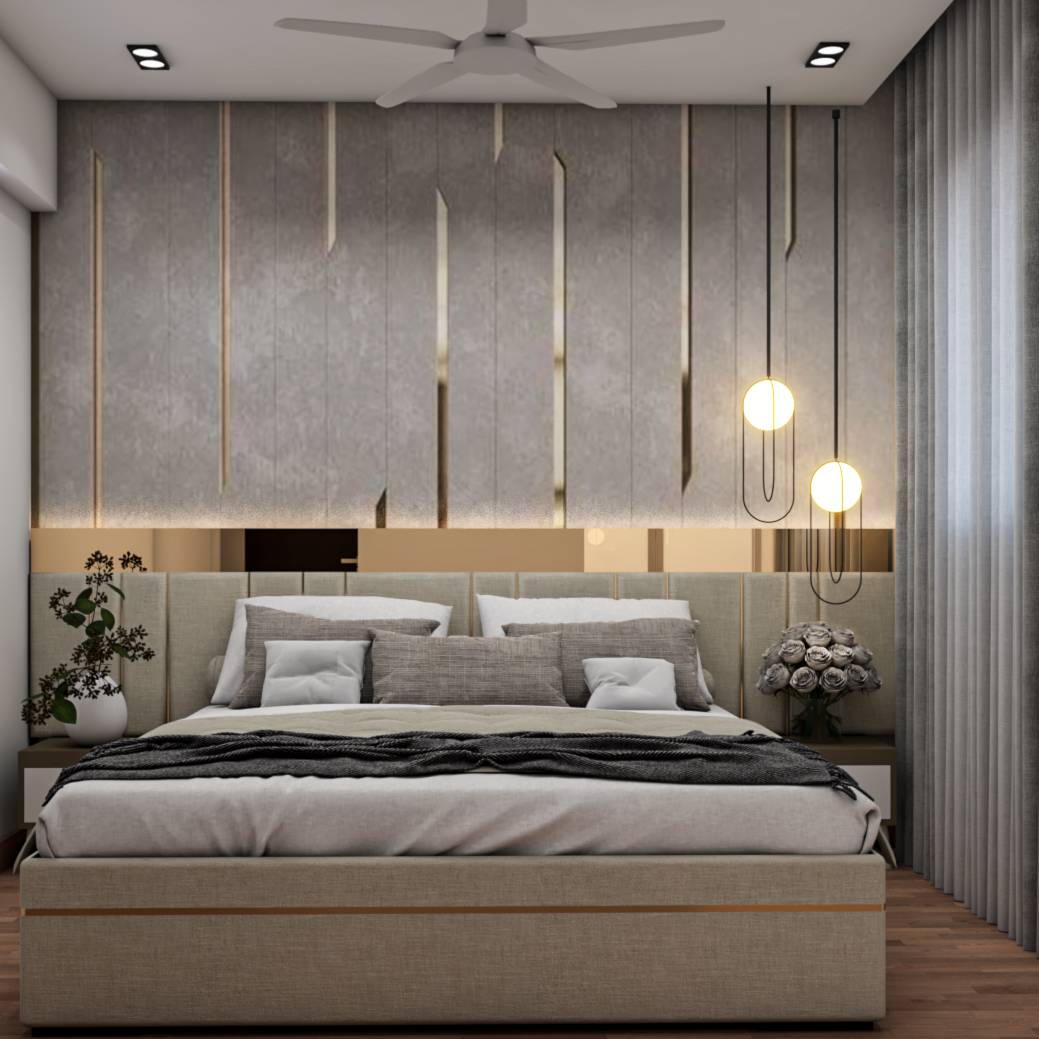 Master Bedroom Design With A Wooden Bed | Livspace