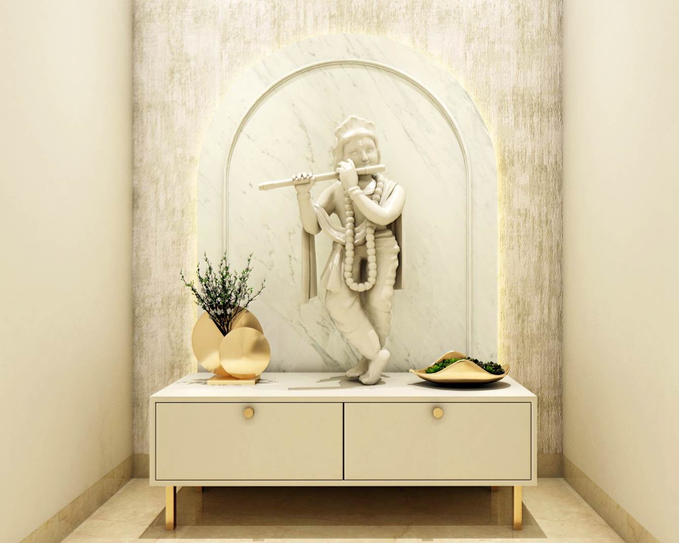 Compact Pooja Unit Design With LED Light | Livspace