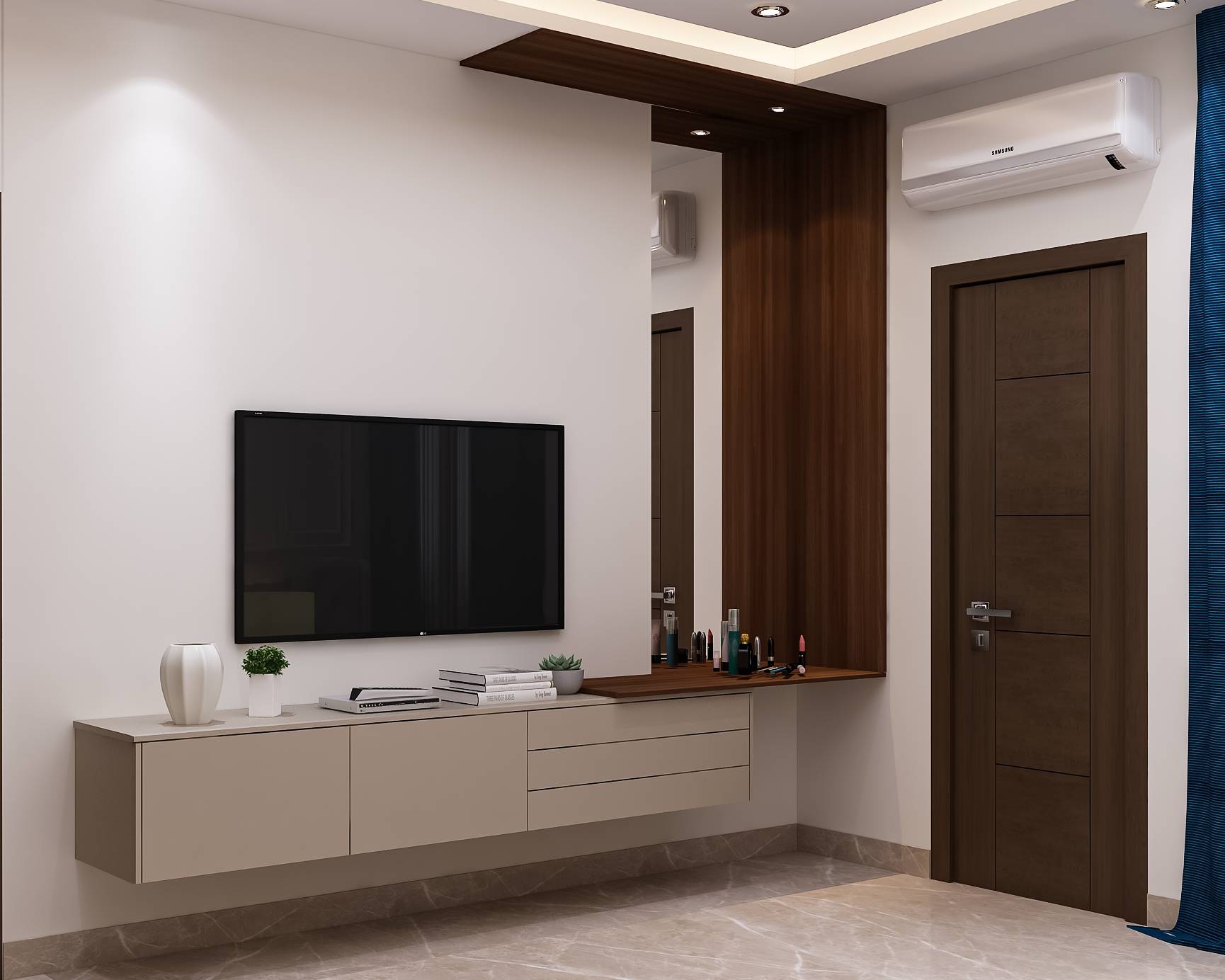 Compact 42-Inch TV Unit With Wall-Mounted Storage | Livspace