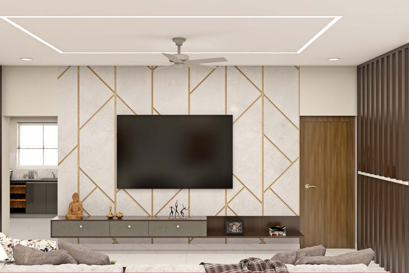 Spacious TV Unit Design With Open Layout | Livspace