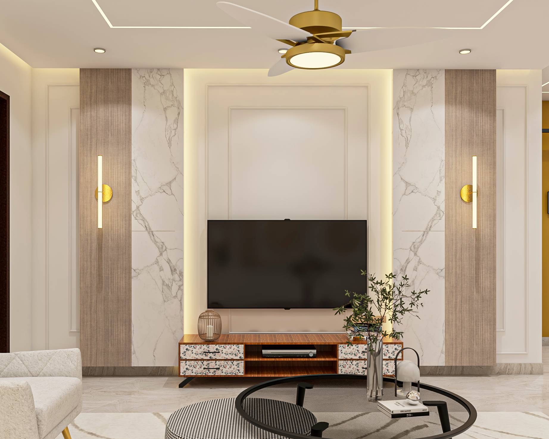 TV Cabinet Design With LED Backlighting | Livspace