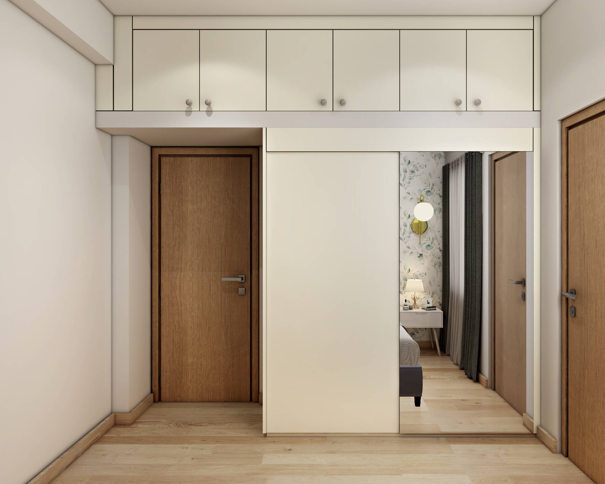 2-Door Sliding Wardrobe Design With Mirror Panelling | Livspace