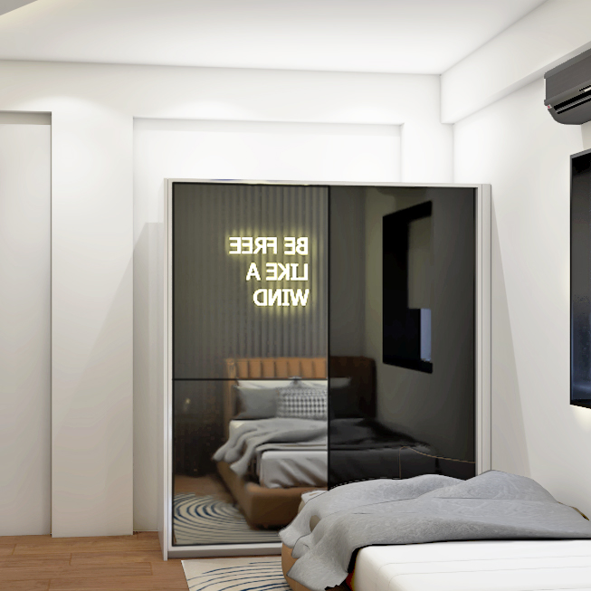 2-Door Modern Wardrobe Design With Frosty White Shutters | Livspace