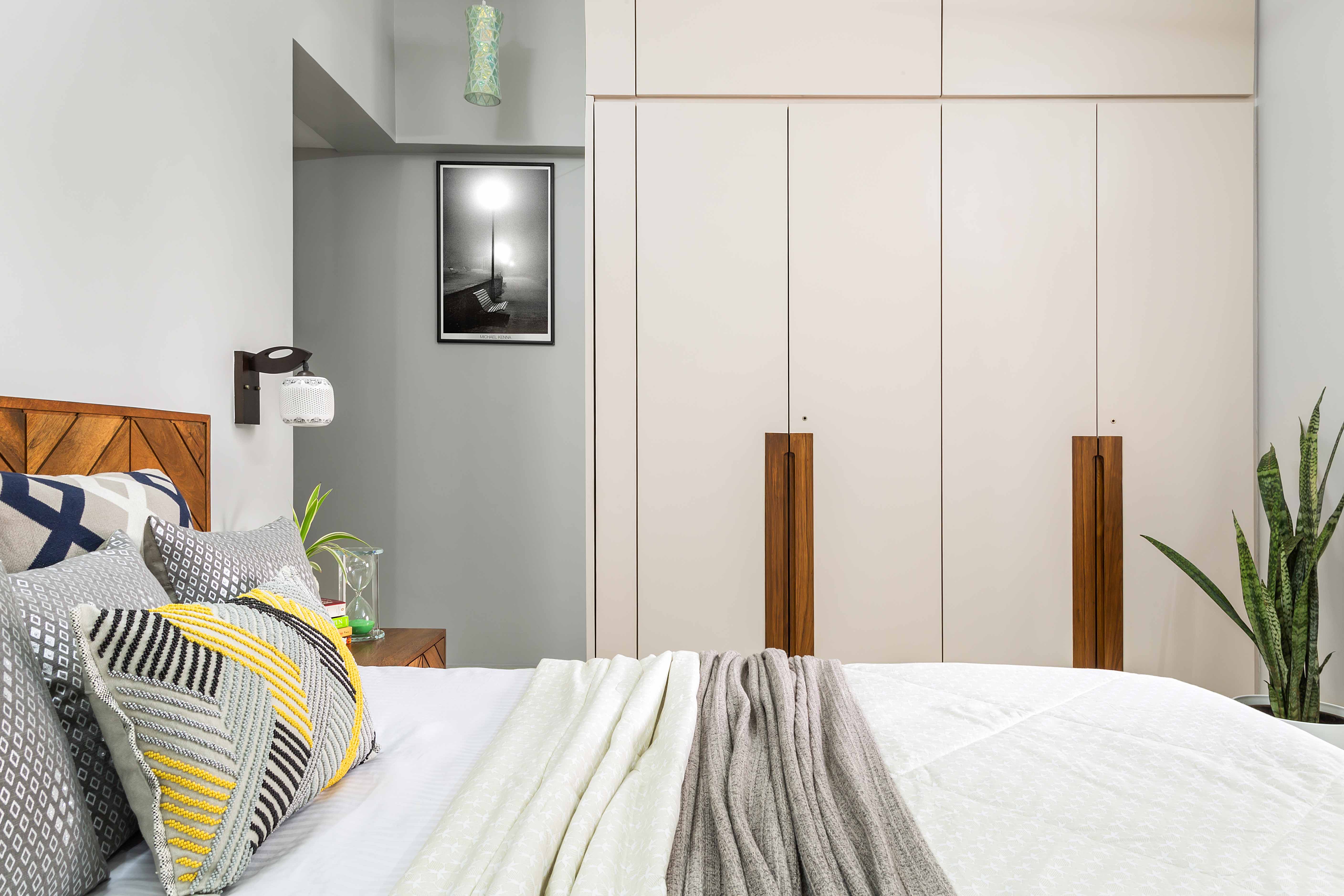 4 Door Swing Wardrobe Design With Laminate In Suede Finish | Livspace