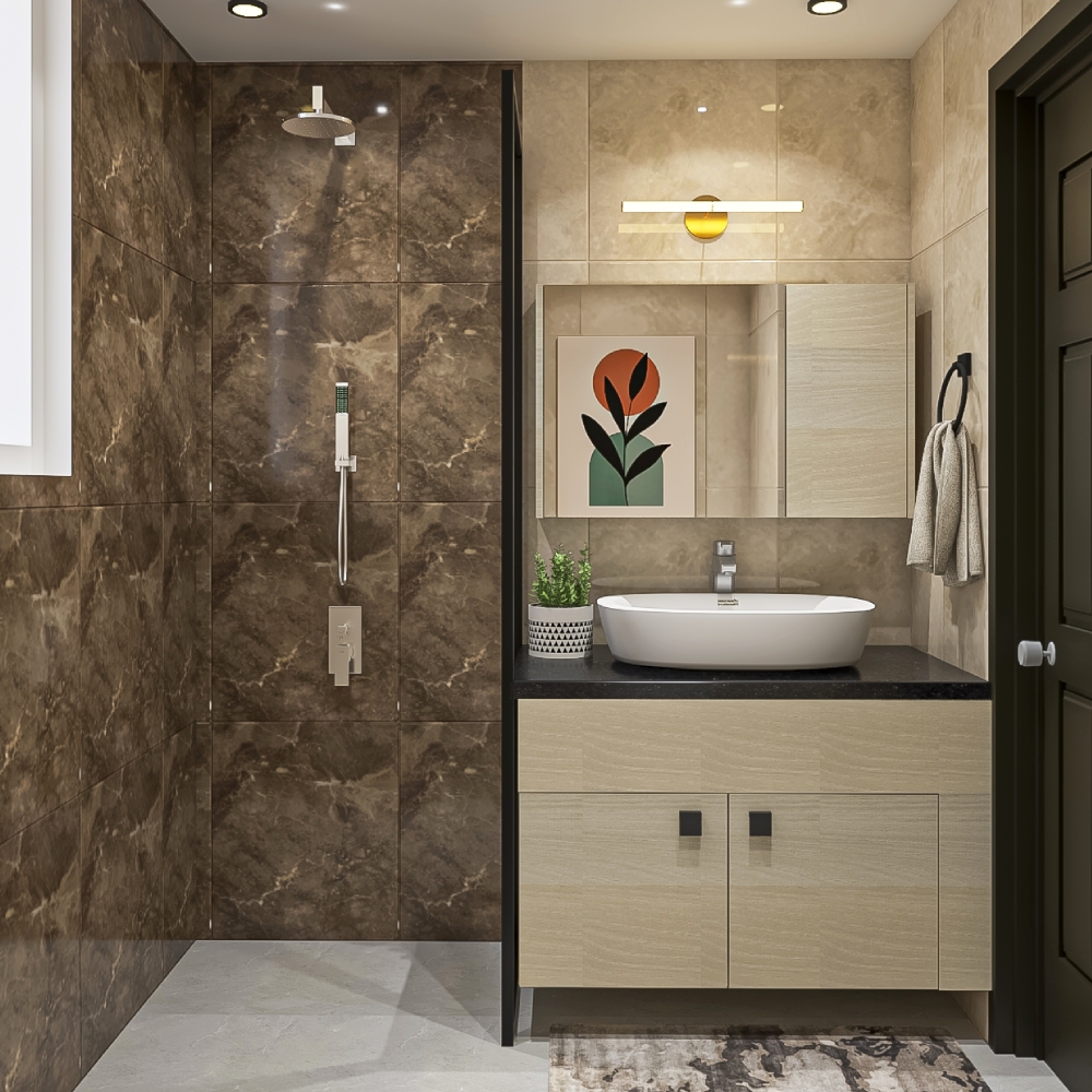 Small Bathroom Brown Tile