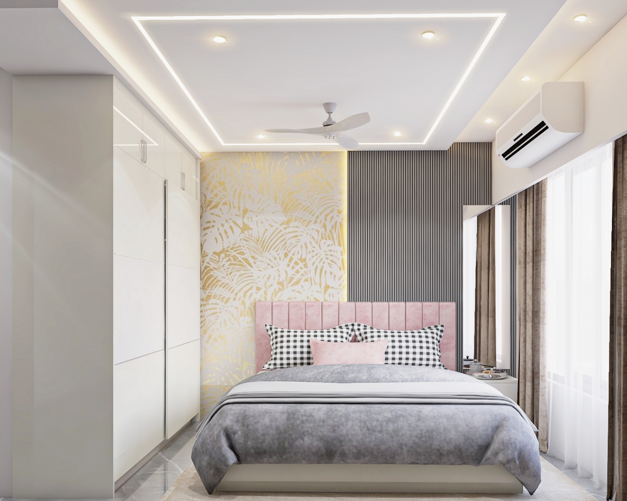 POP Multilayered Rectangular False Ceiling Design | Livspace