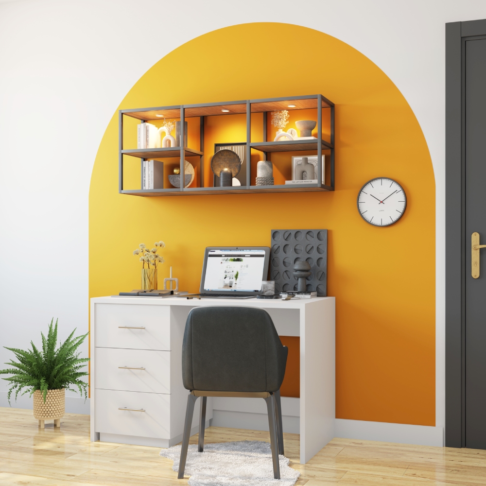 Jester Yellow Wall Paint Design For Home Offices | Livspace
