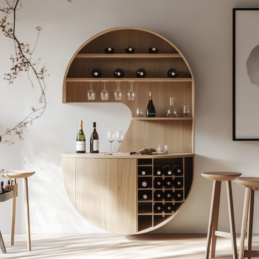 Home Bar Design with Subtle Scandinavian Walnut Grain and Suede ...