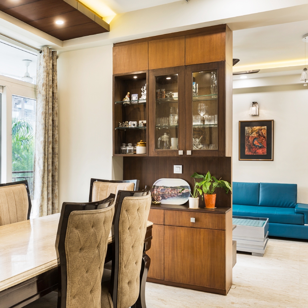 Crockery Unit Design with Contemporary Cabinet with Glass Display and ...