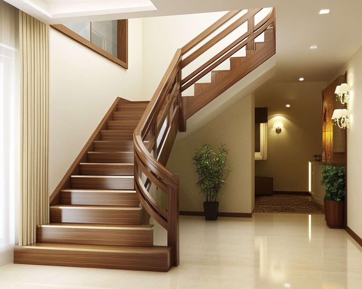 L-Shaped Contemporary Staircase Design with Landing Made from High ...