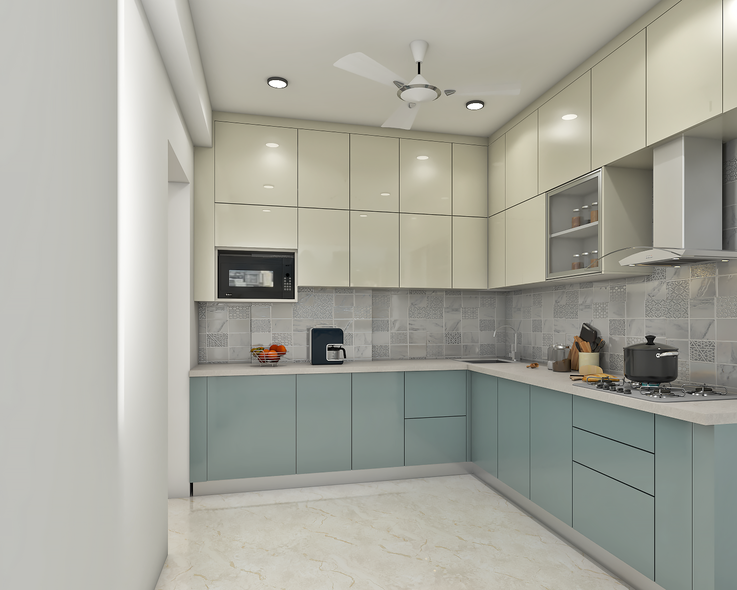 Modern Compact Kitchen With Dual Toned Interiors | Livspace